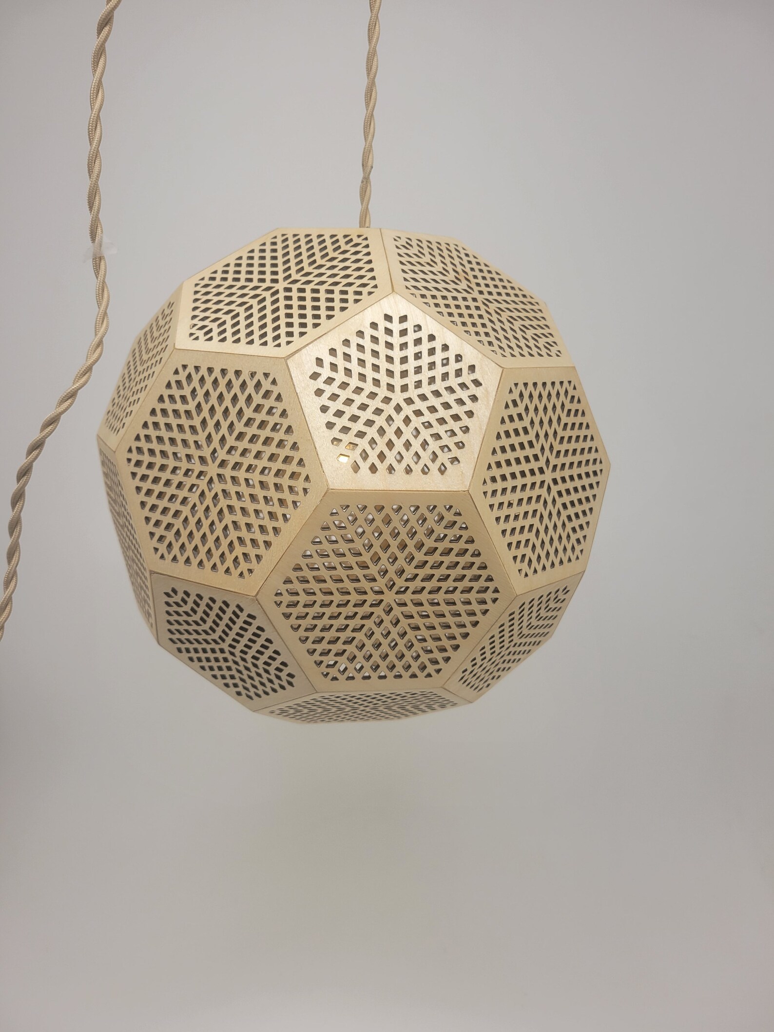 Wooden Shadow Lamp: Truncated Icosahedron Grid Geometry - Etsy