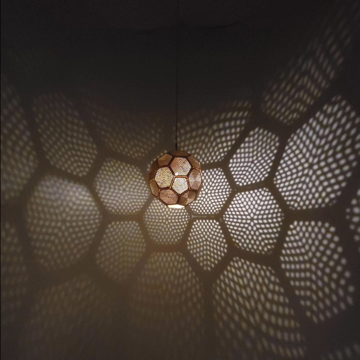 Wooden Shadow Lamp: Truncated Icosahedron Grid Geometry - Etsy