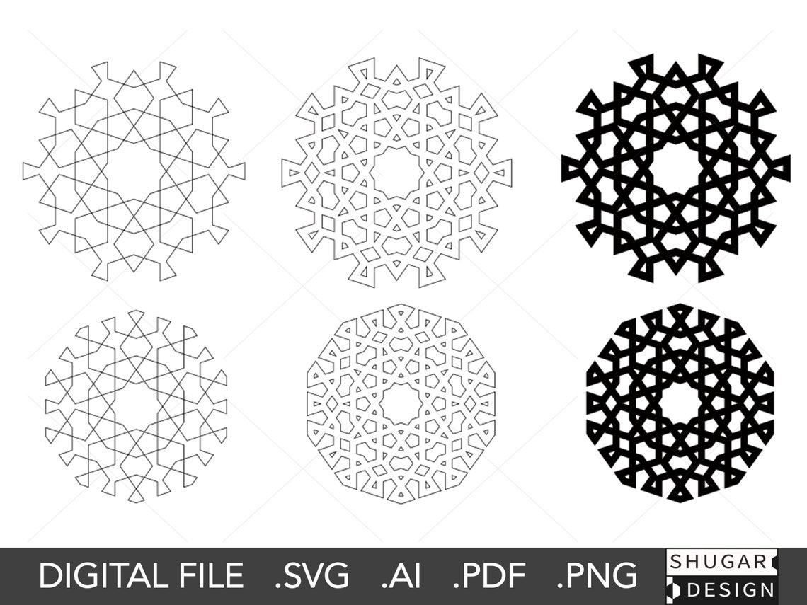 Vector Art - Islamic Girih 10-fold Star Bundle, Sacred Geometry SVG ...