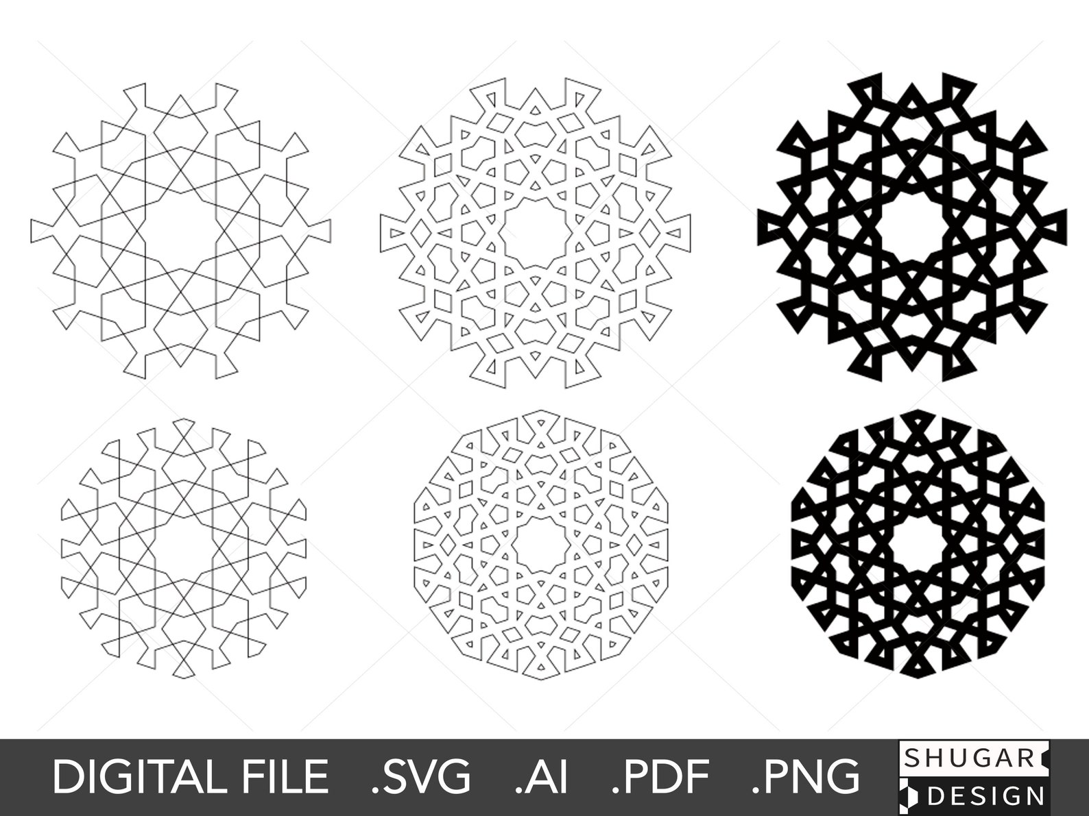 Vector Art - Islamic Girih 10-fold Star Bundle, Sacred Geometry SVG ...