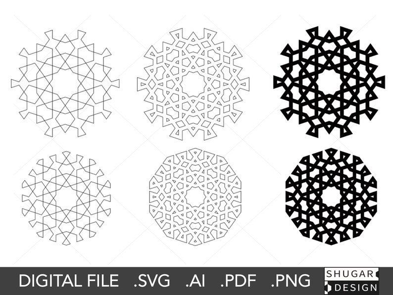 Vector Art - Islamic Girih 10-fold Star Bundle, Sacred Geometry SVG ...