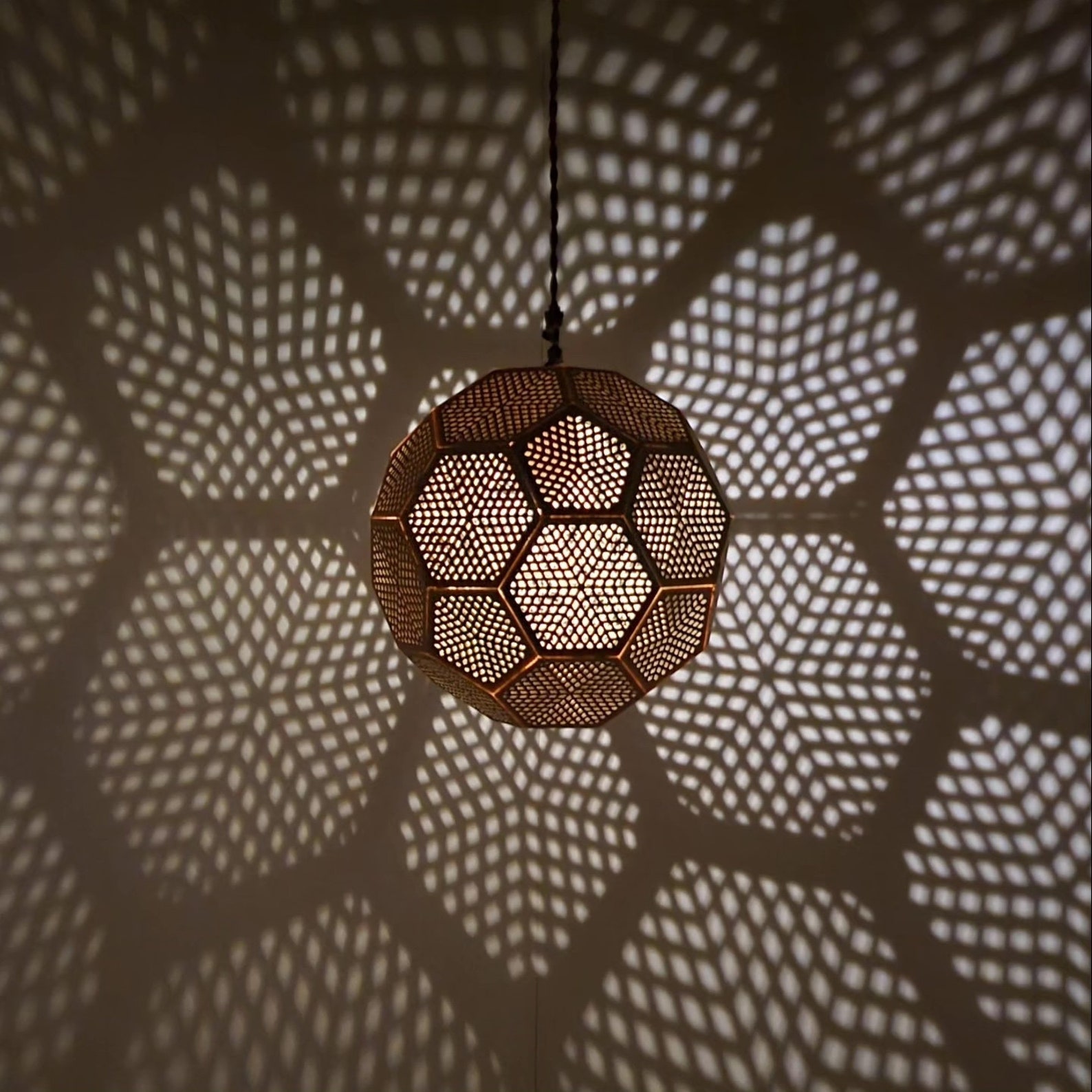 Wooden Shadow Lamp: Truncated Icosahedron Grid Geometry - Etsy