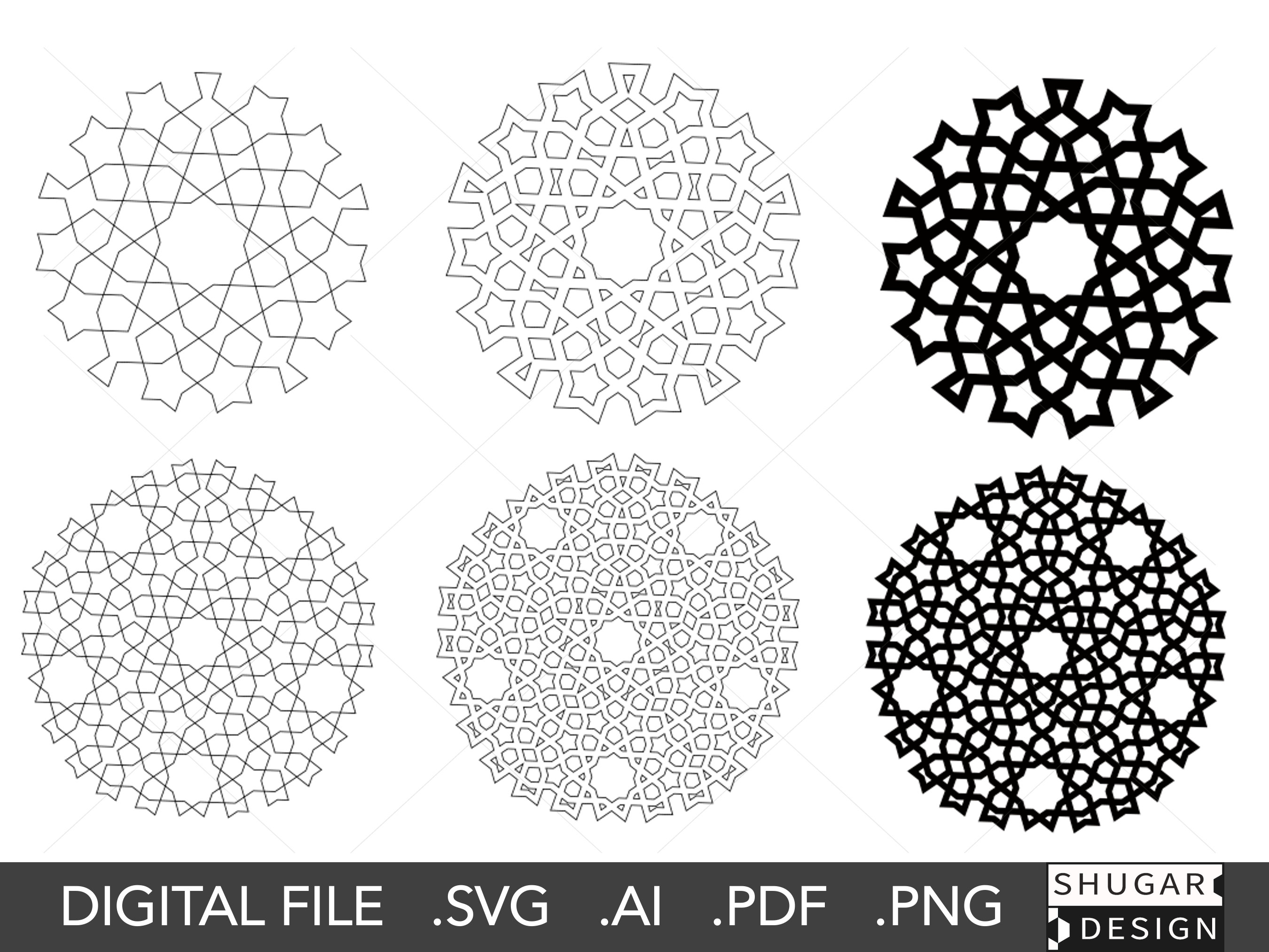 Vector Art - Islamic Girih 10-fold Star Bundle, Sacred Geometry SVG ...