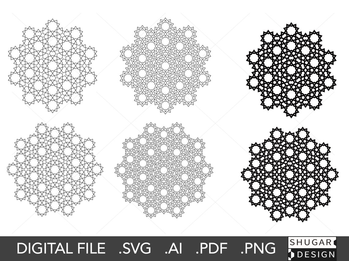 Vector Art - Islamic Girih 10-fold Star Bundle, Sacred Geometry SVG ...