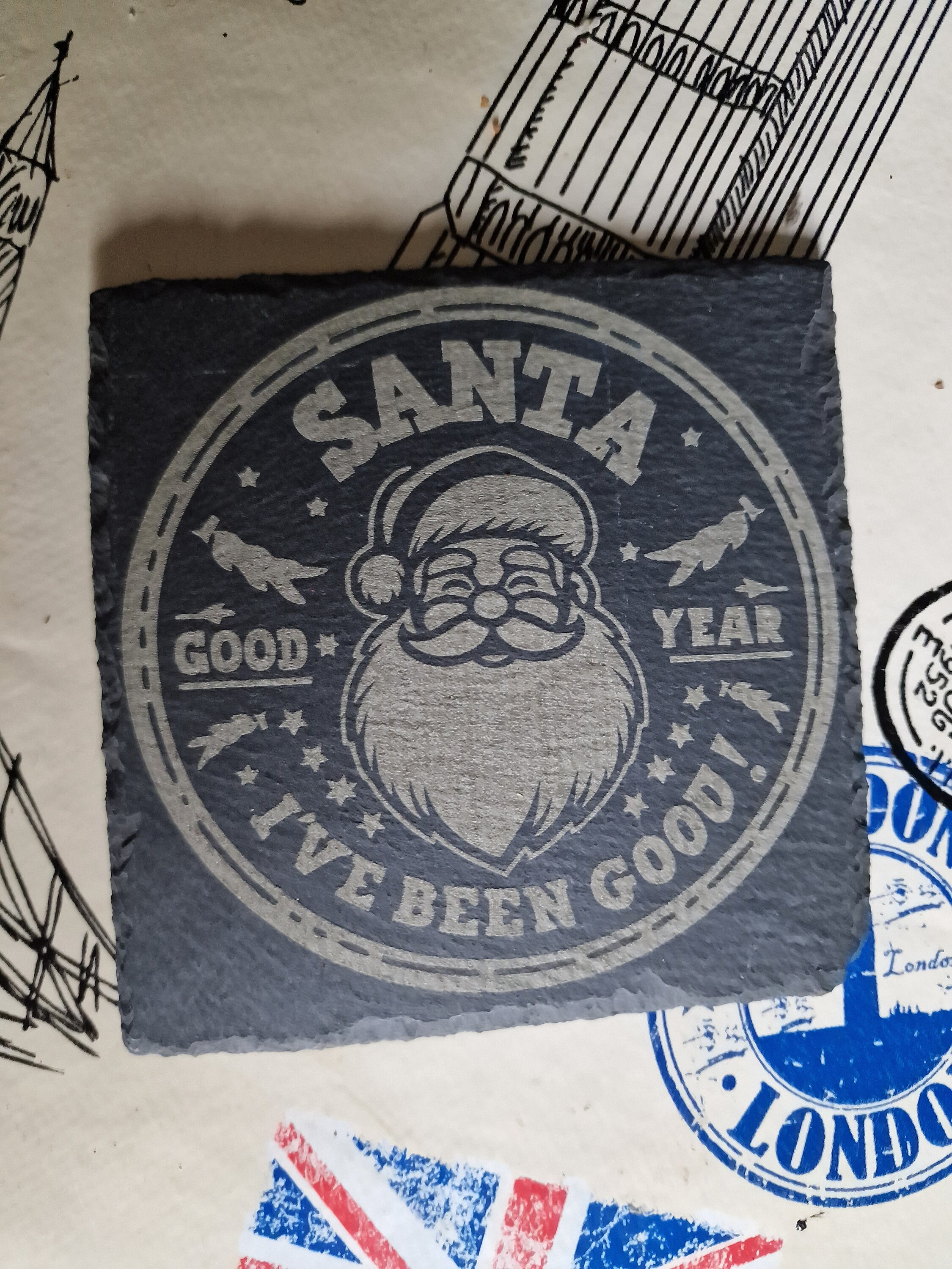 6 Laser-ready Cute Christmas Slate Coaster Engraving Files Lightburn ...