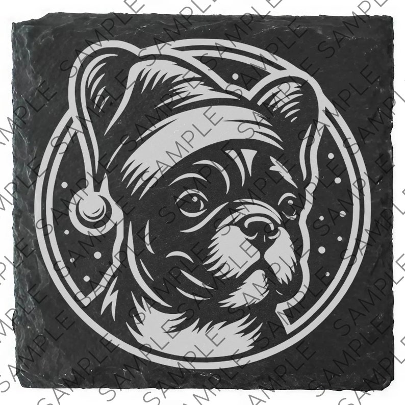 Set of 2 Laser-ready Cute Frenchie Dog - Slate Coaster Engraving ...