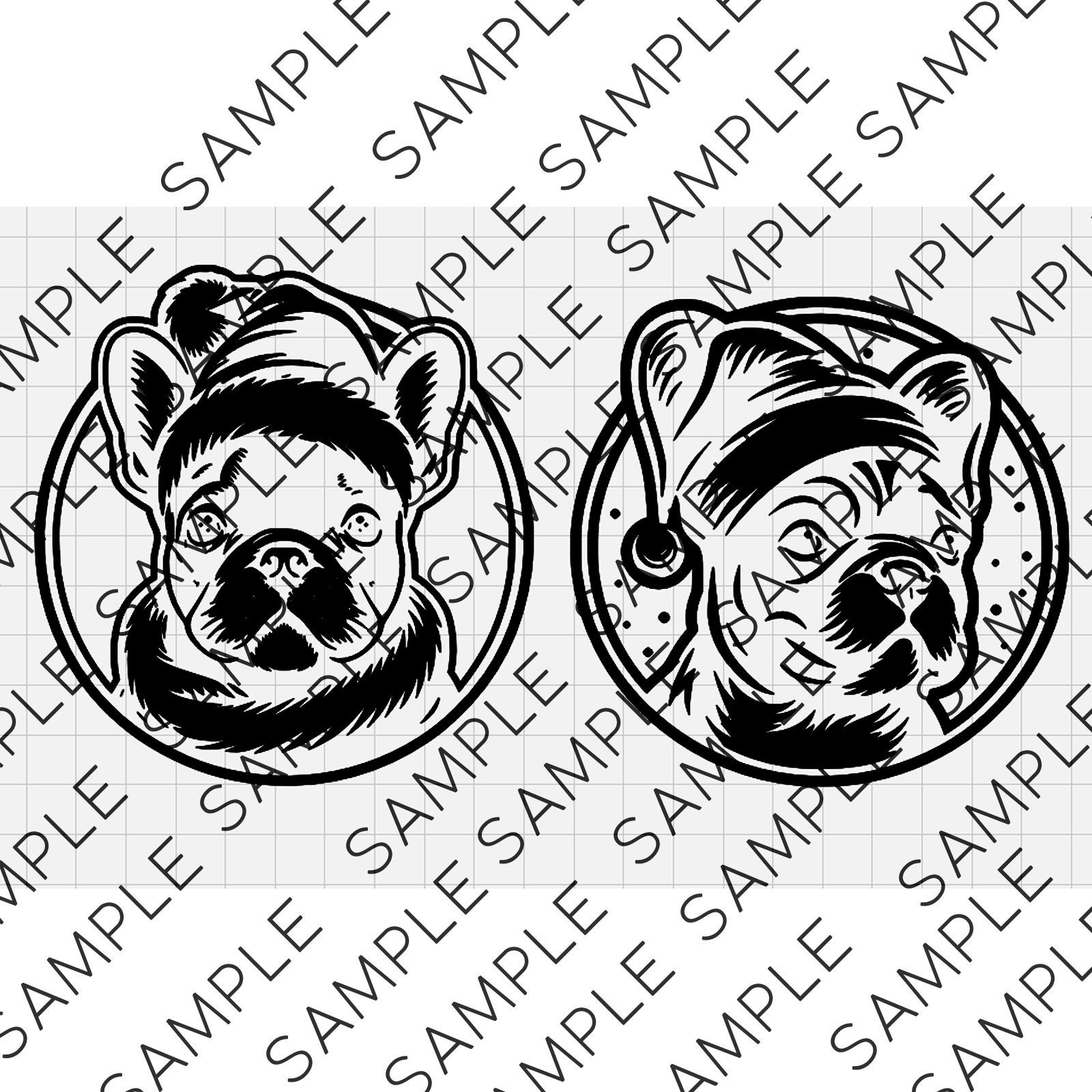 Set of 2 Laser-ready Cute Frenchie Dog - Slate Coaster Engraving ...