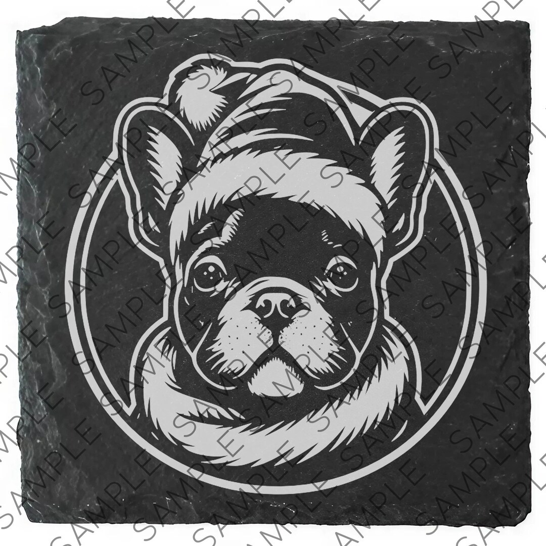 Set of 2 Laser-ready Cute Frenchie Dog - Slate Coaster Engraving ...