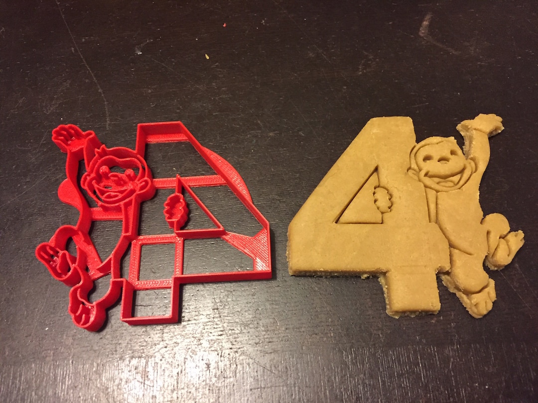 Curious George Cookie Cutter for Your 4th Year Birthday. Number Four ...