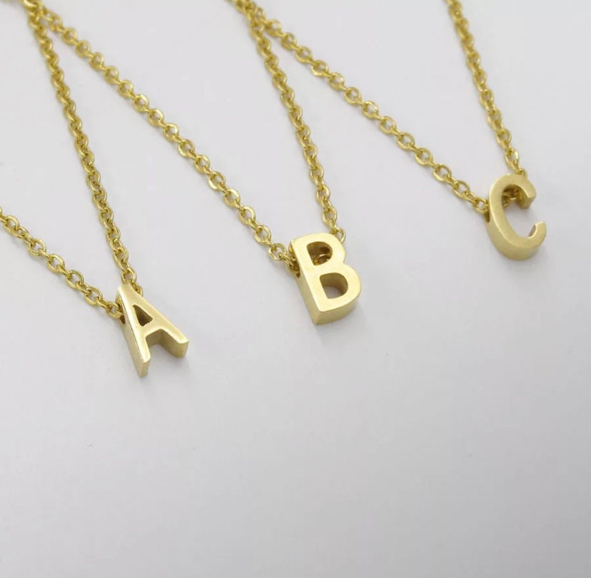 9 Carat Gold Initial Necklace Etsy