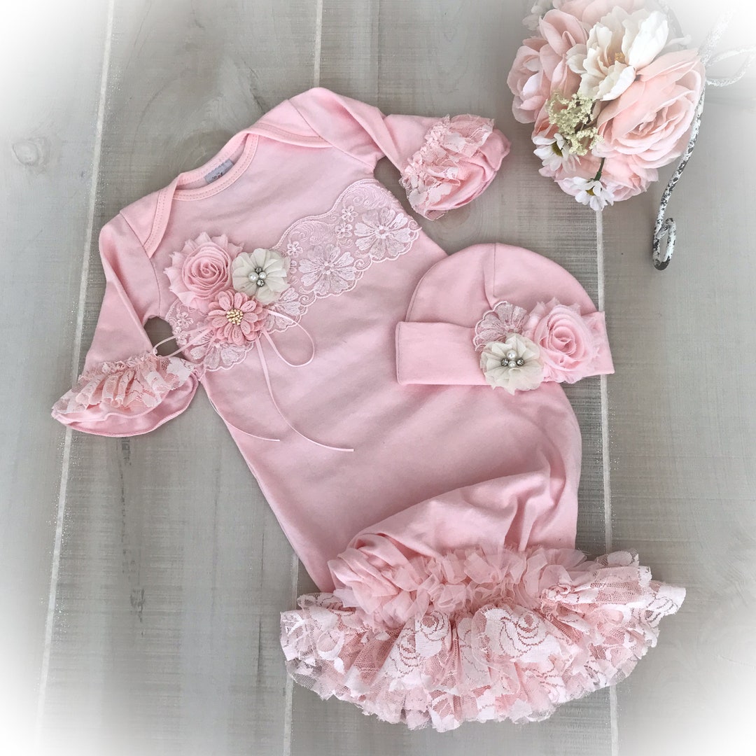Newborn Girl Take Home Outfit, New Baby Gift, Lace Bring Home Gown - Etsy