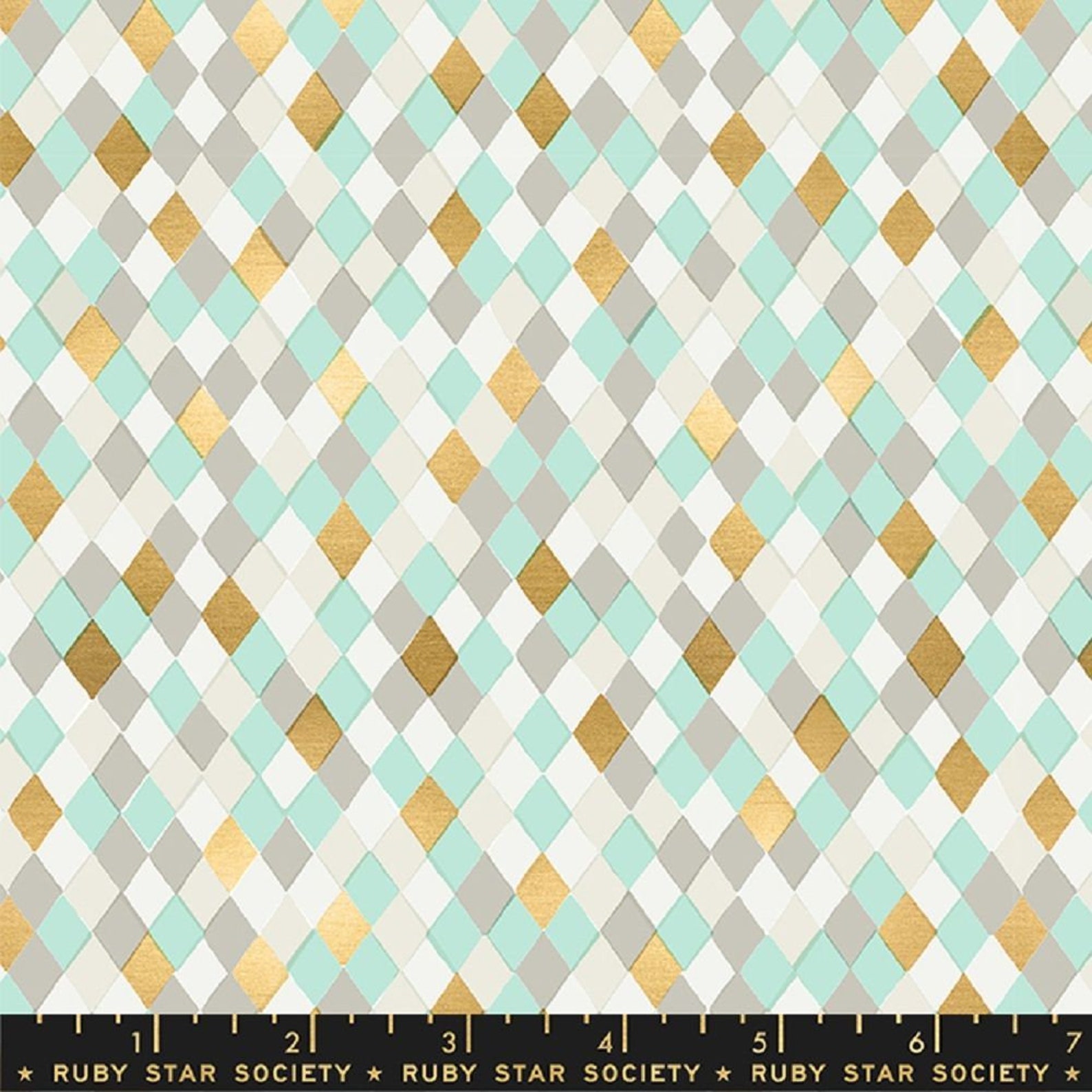 Ruby Star Society Flurry Gift Wrap Metallic Fabric in Mint | Etsy