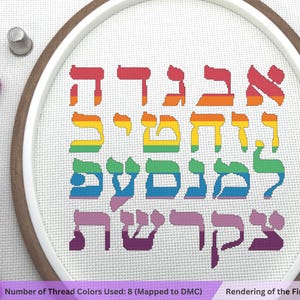 Colorful Hebrew Alphabet Cross Stitch Pattern, Judaic Embroidery ...