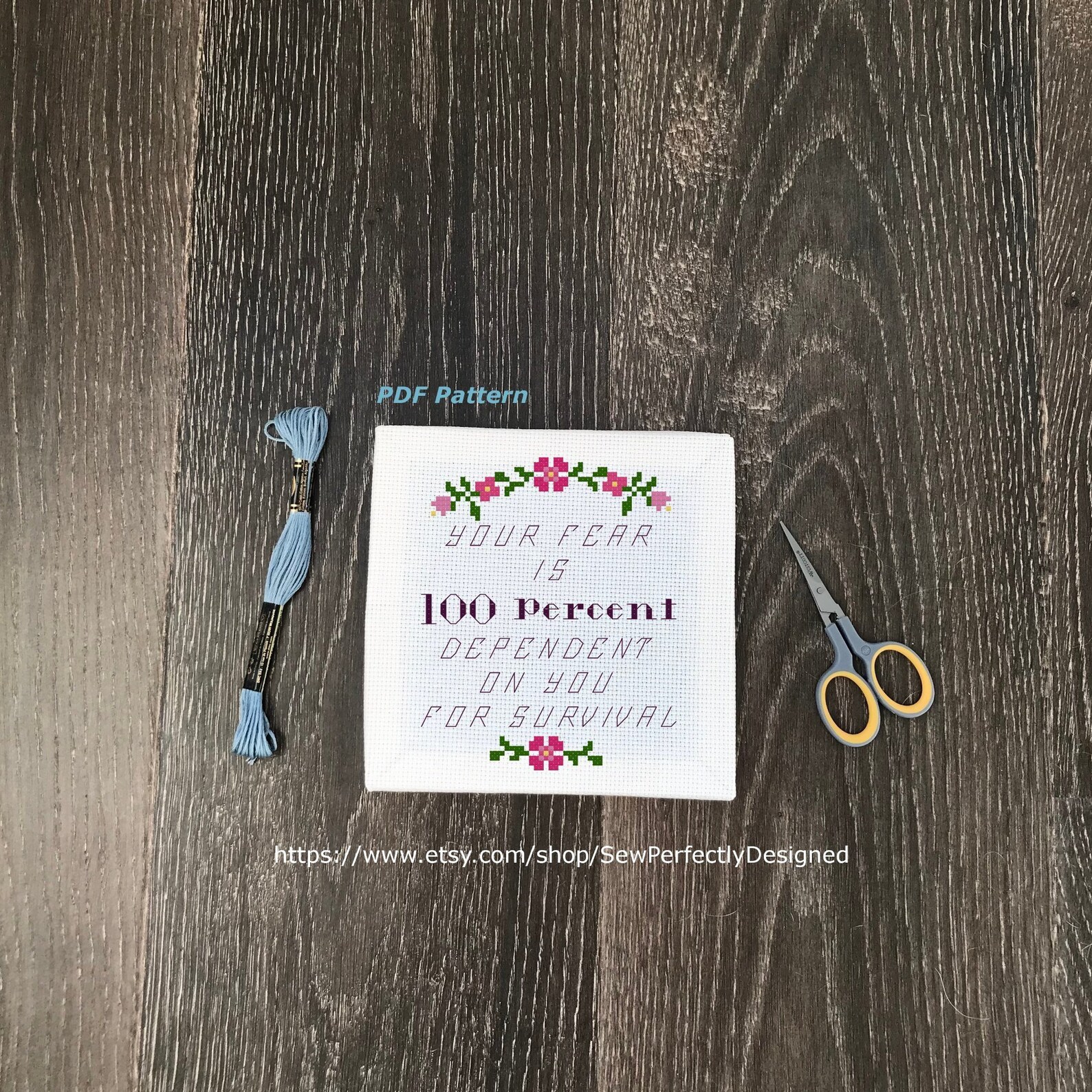 Fear Motto Counted Cross Stitch Pattern Inspirational Instant - Etsy