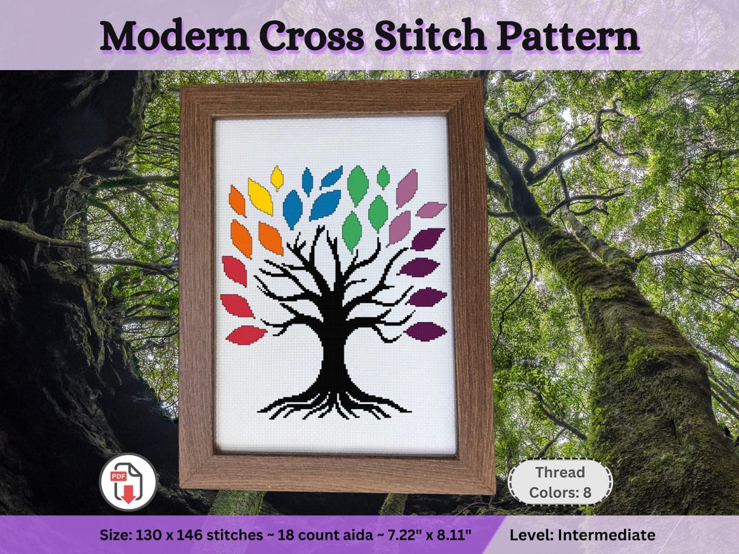 Tree of Life Cross Stitch Pattern, Nature Needlework (PDF Pattern) - Etsy