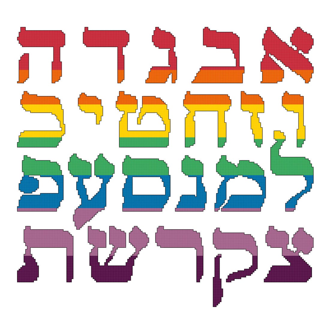 Alef Bet Cross Stitch Pattern, Hebrew Letters, Alphabet Hand Embroidery ...