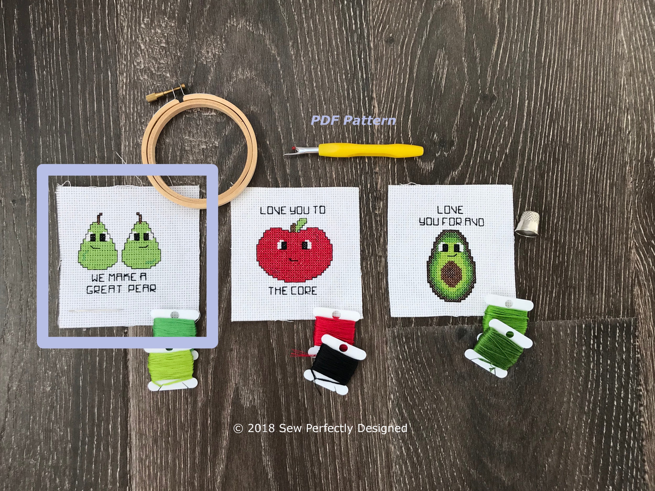 Fruit Pun Cross Stitch Pattern, Great Pear Pair, Funny Snarky Quote ...