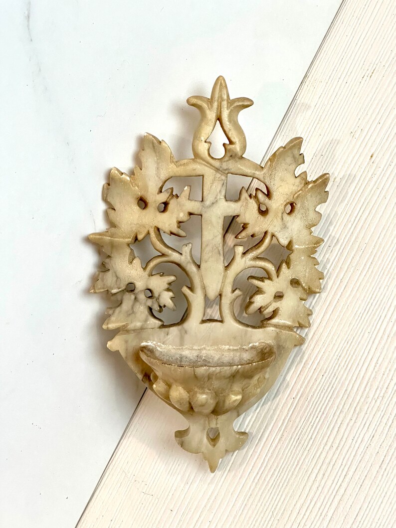 Antique Italian Hand Carved Alabaster Religious Holy Water - Etsy