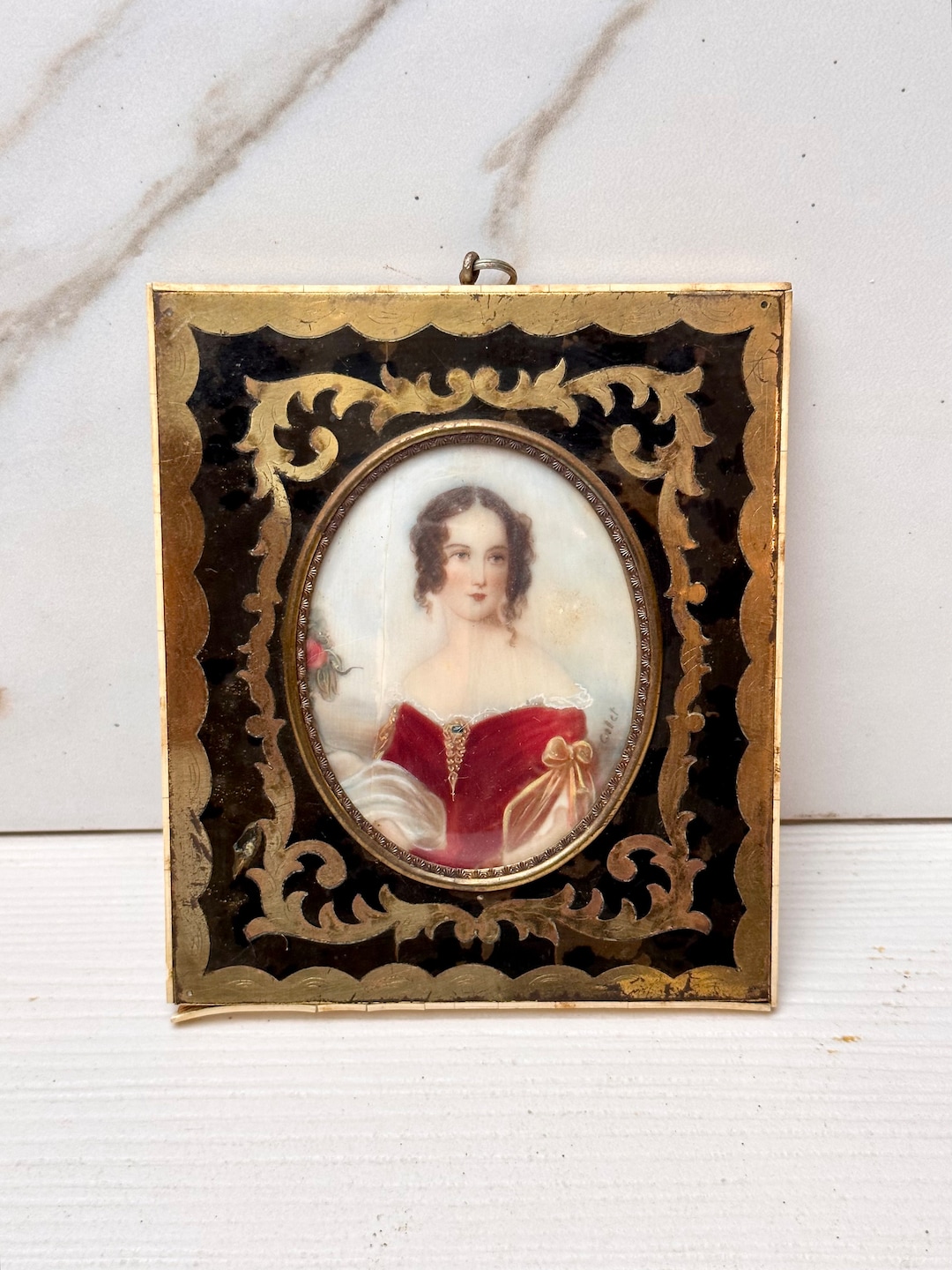 Antique 19th Century Fine French Miniature Portrait Painting in Frame ...