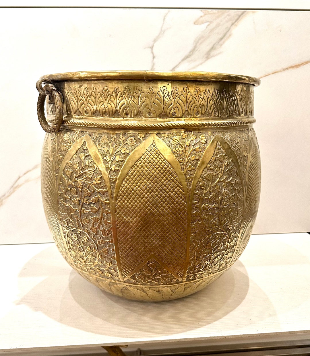Large Antique Middle Eastern Hand Made Brass Planter - Etsy