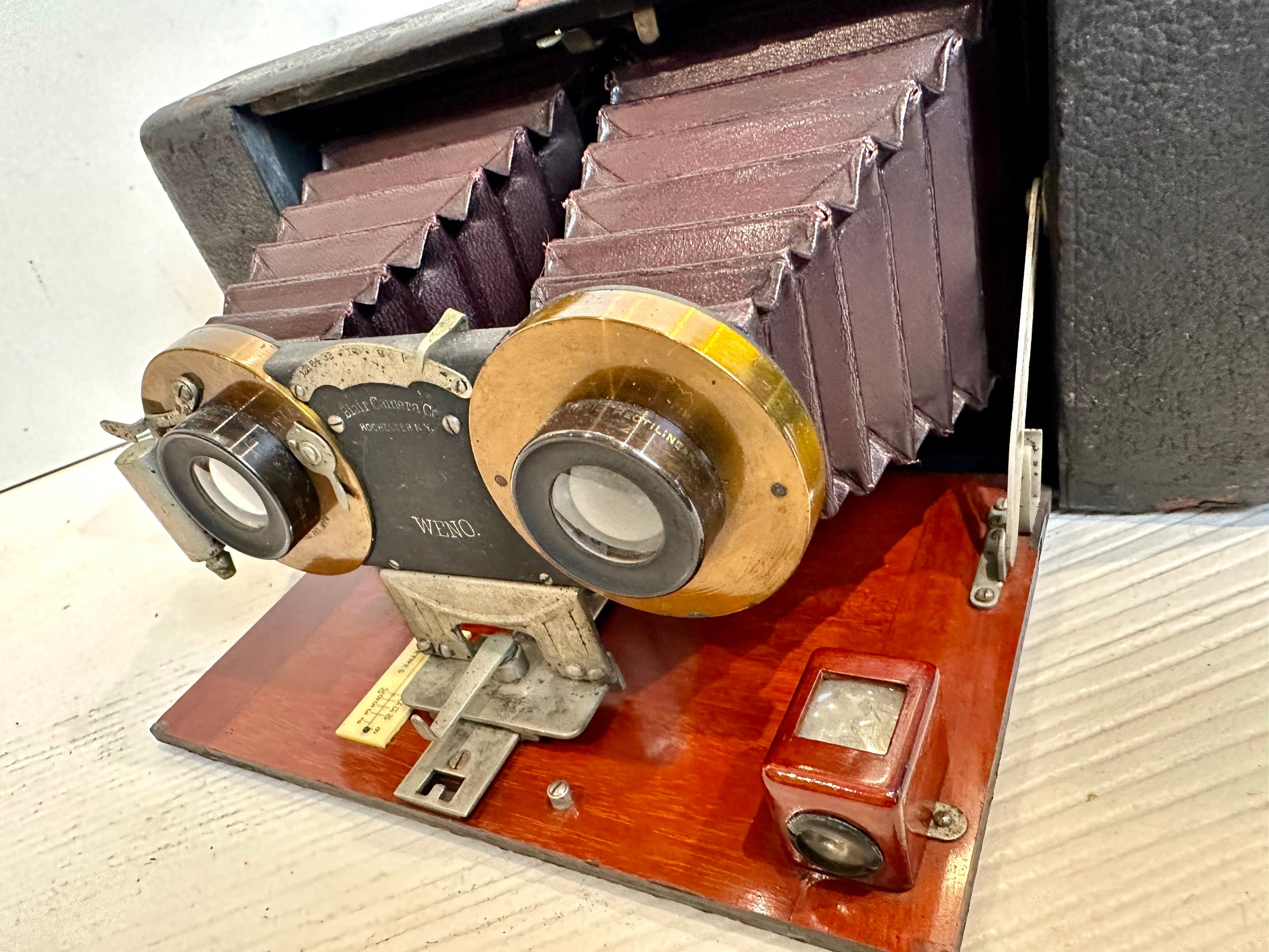 Rare Original Antique Working Blair Weno Red Bellow Stereo Camera 19th ...