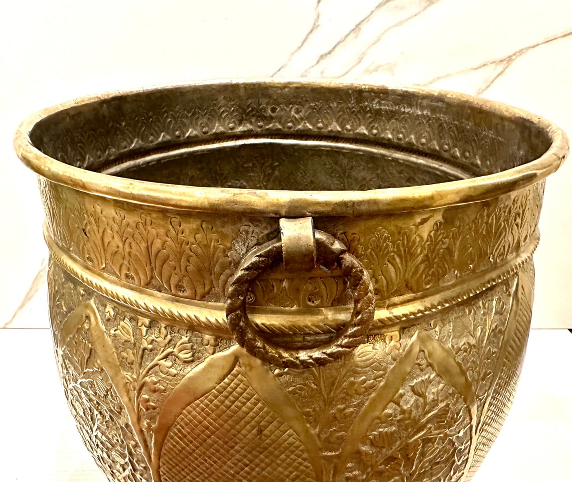 Large Antique Middle Eastern Hand Made Brass Planter - Etsy
