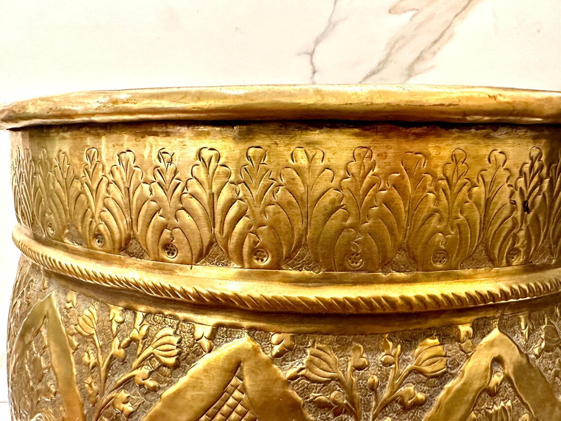 Large Antique Middle Eastern Hand Made Brass Planter - Etsy