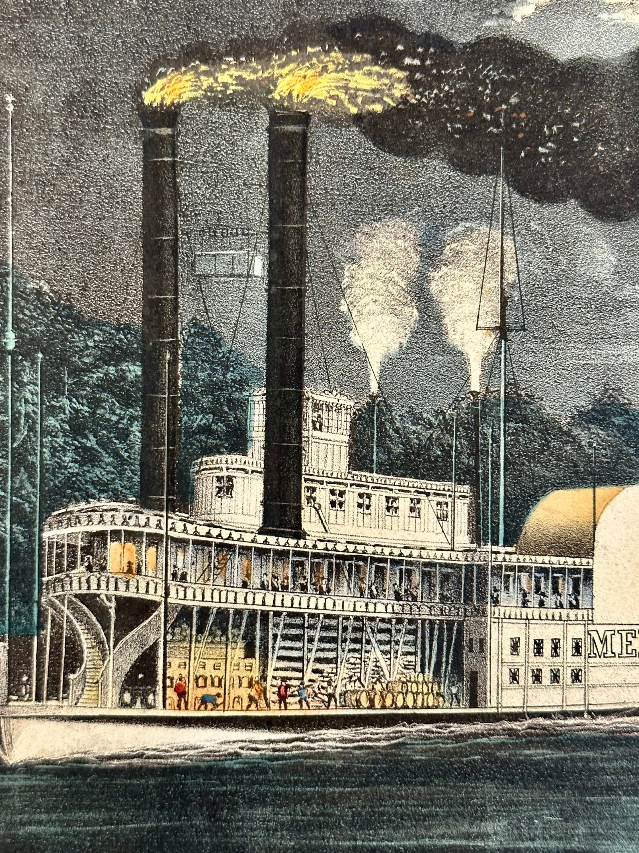 Antique Currier & Ives Original 1875 Hand Colored Lithograph Midnight ...