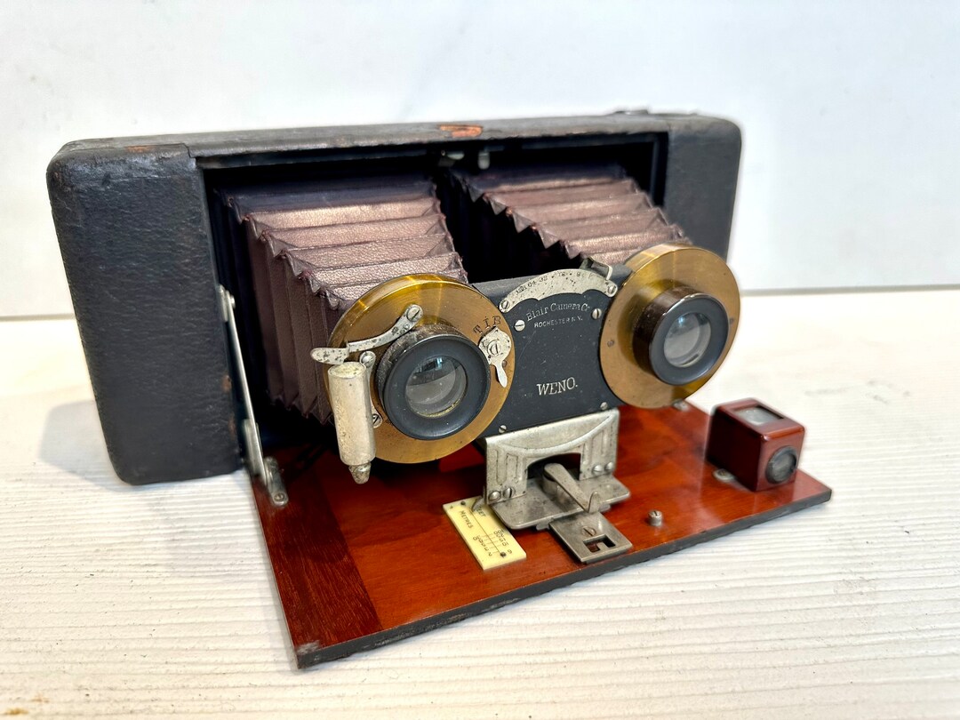 Rare Original Antique Working Blair Weno Red Bellow Stereo Camera 19th ...