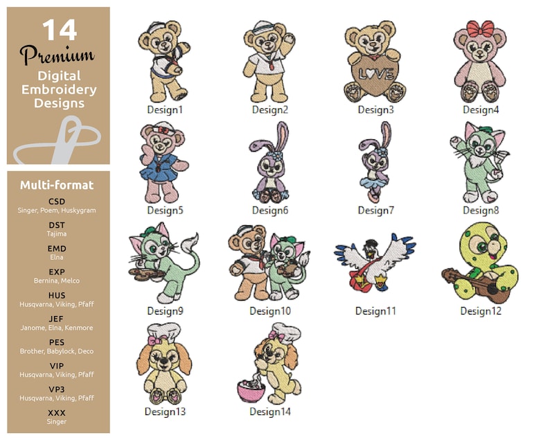 Duffy & Friends Embroidery Multi-format Pack of 14 Files | Etsy