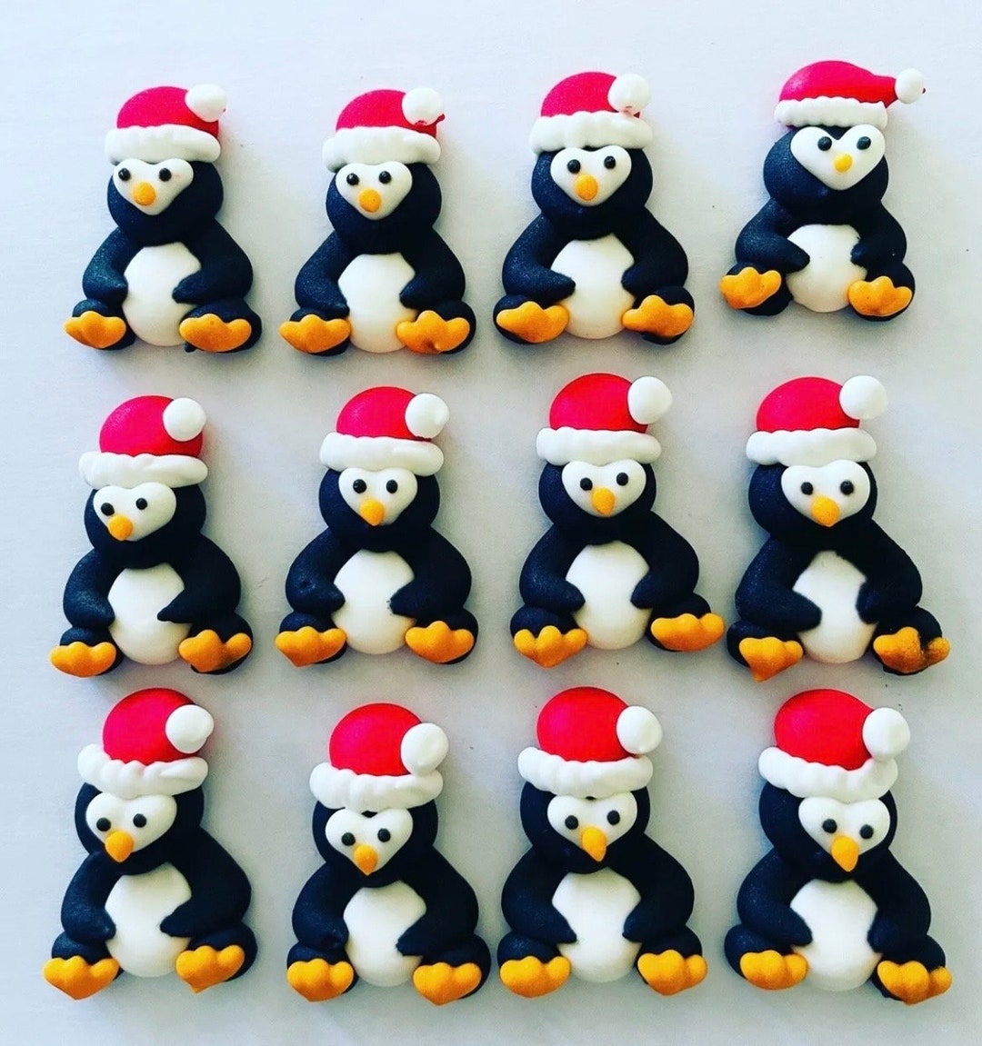 Christmas Penguins Cupcake Toppers Icing Edible Sugar Cake Cookie ...