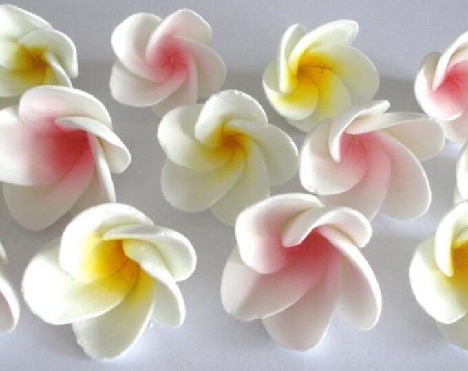 12 X Frangipani Gum Paste Cake Toppers. Sugar Flowers Wedding Bridal ...