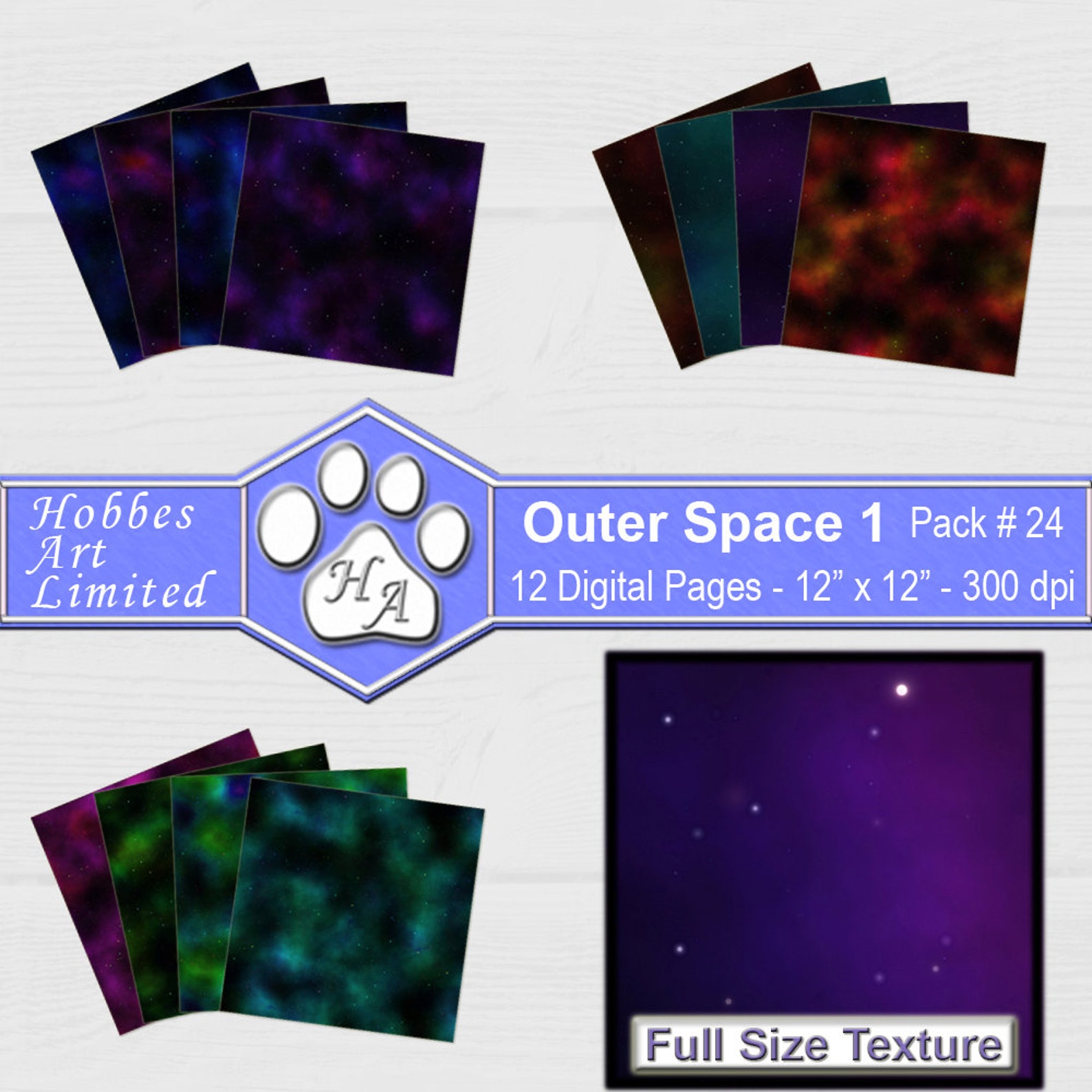Outer Space 1 - Digital Scrapbook Paper Pack With Instant Download - Etsy