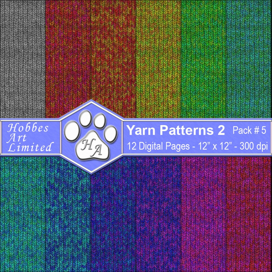 Yarn Patterns 2 - Sweater Knit Stitch Texture - Digital Scrapbook Paper ...