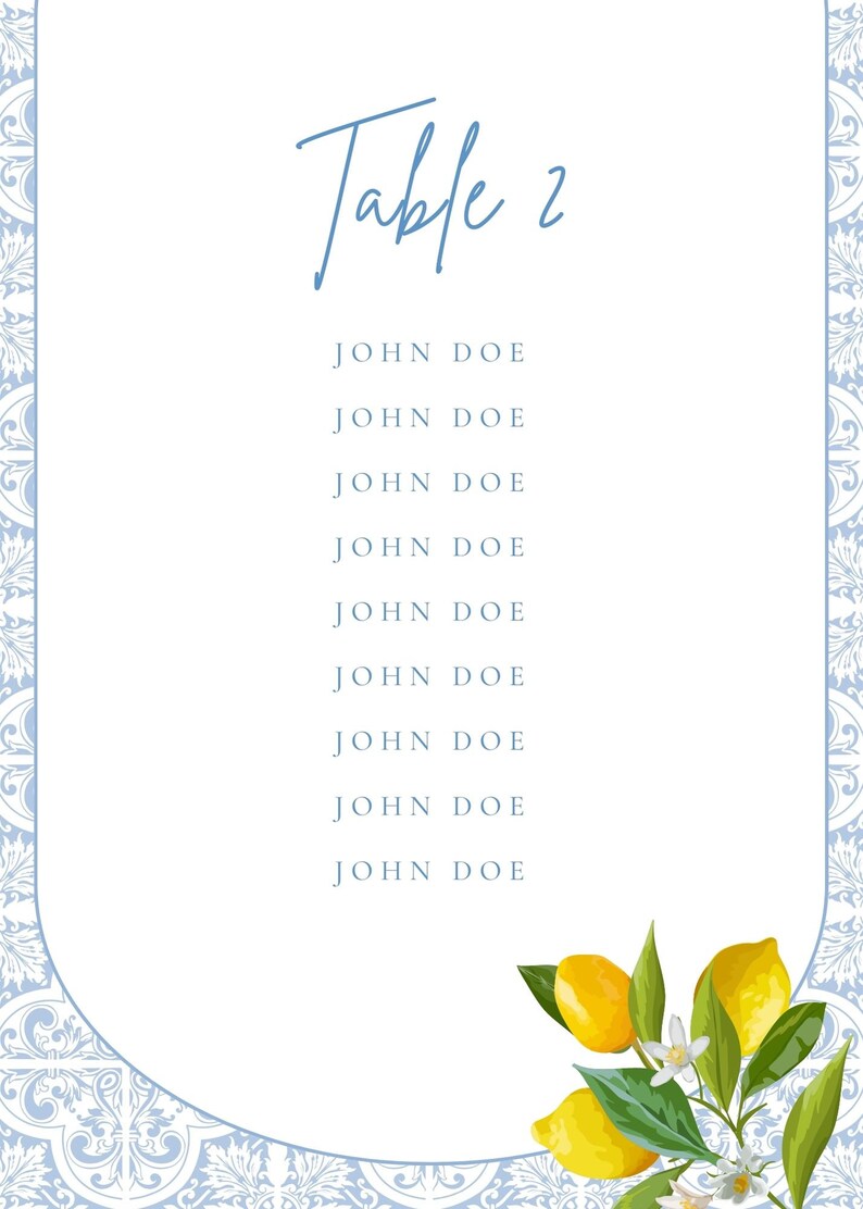 Personalized Lemon Table Numbers and Seating Chart - Etsy