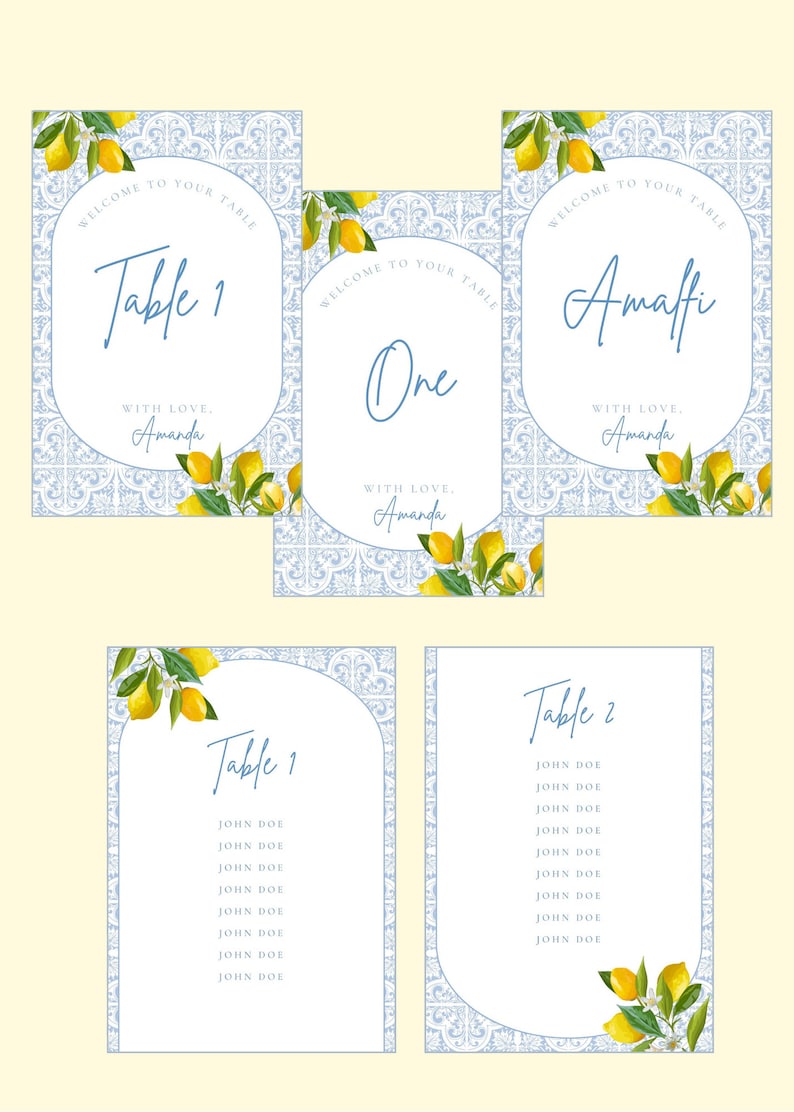 Personalized Lemon Table Numbers and Seating Chart - Etsy