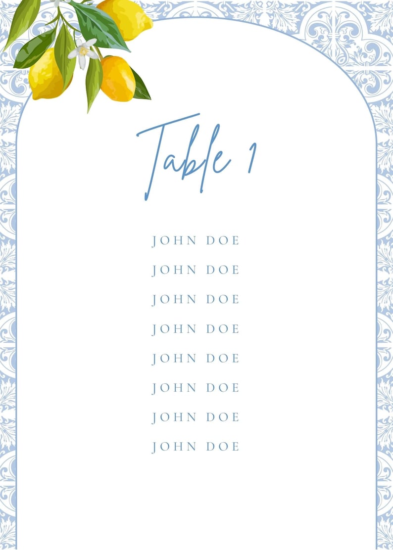 Personalized Lemon Table Numbers and Seating Chart - Etsy