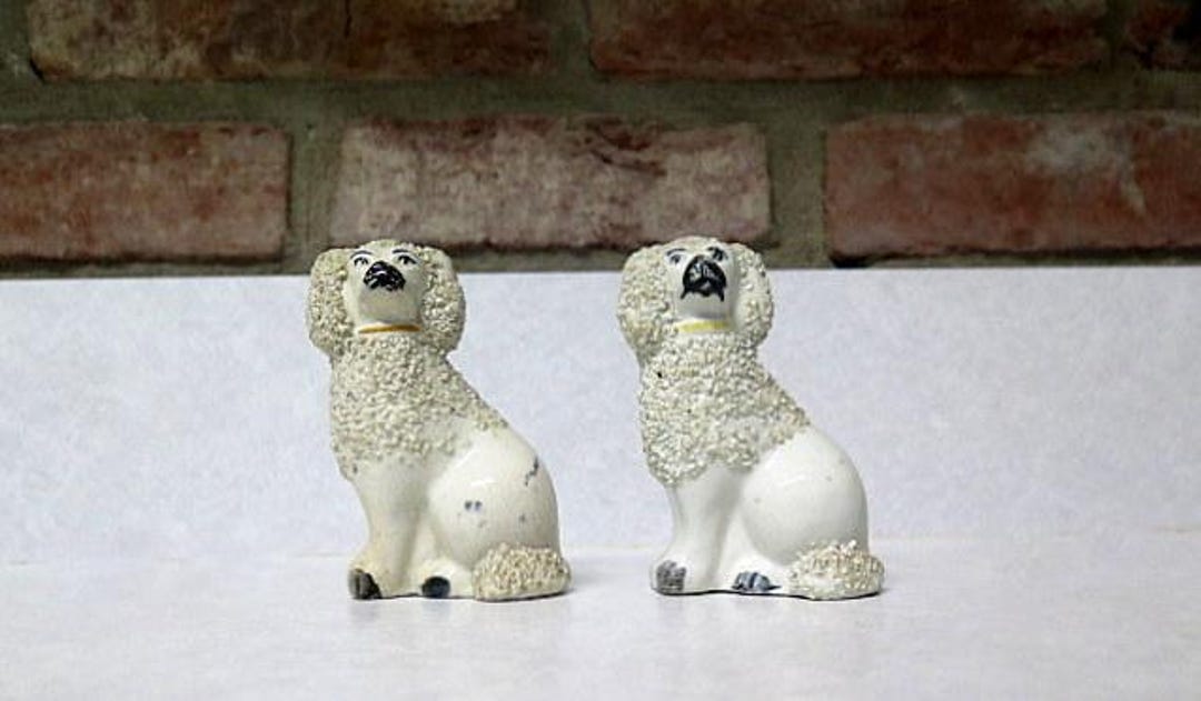 Antique Victorian Staffordshire Confetti Coated Poodles Made in England ...