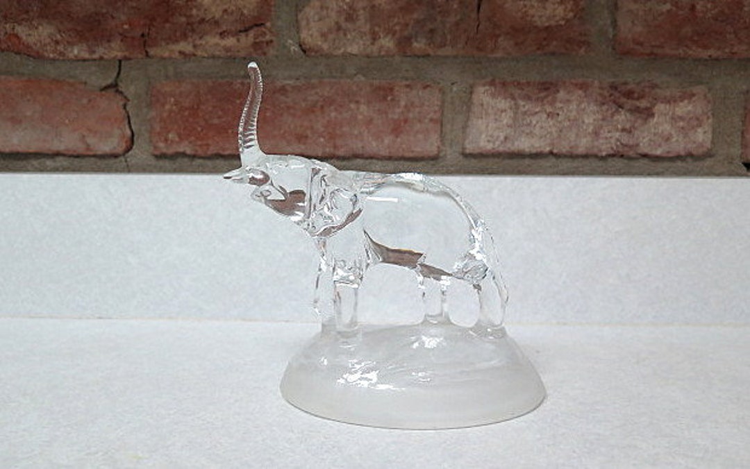 Vintage CRISTAL D'ARQUES Elephant French Lead Crystal Figurine, Trunk ...