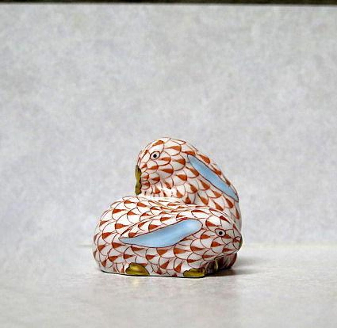 Vintage Small Herend Pair of Rabbits Rust Collection, Hungarian ...