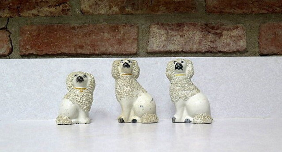 Antique Victorian Staffordshire Confetti Coated Poodles Made in England ...