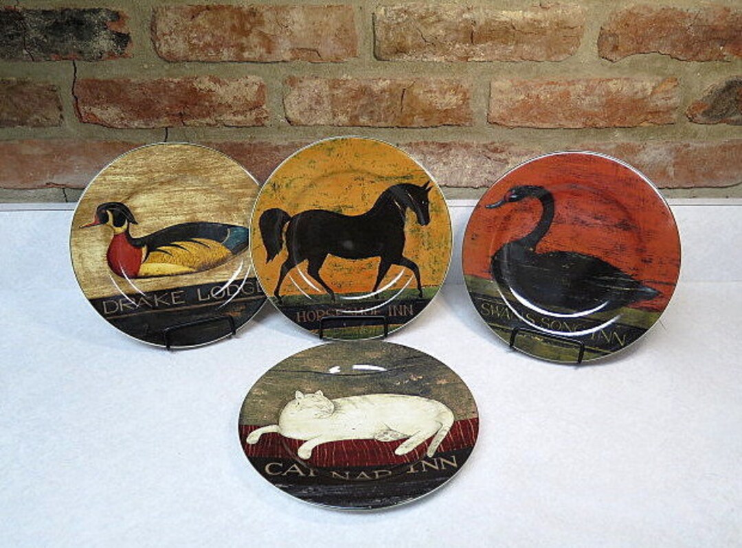Vintage Warren Kimble by Sakura Country Inns Set of Four Salad and ...