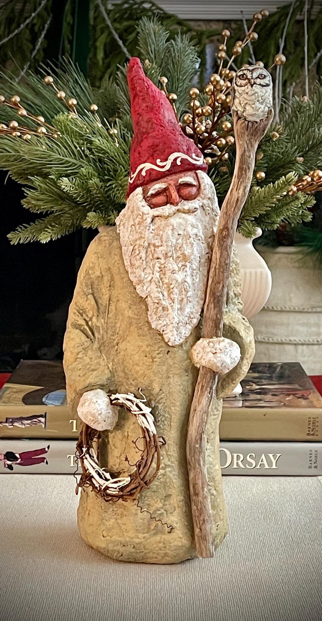 Tall Santa With Owl - Etsy
