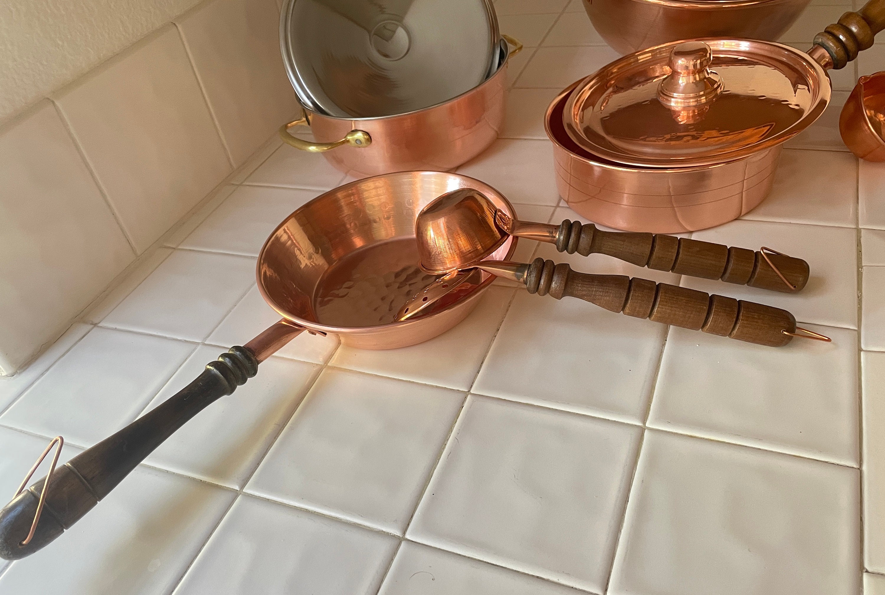 Copper Wok Small Frypan Med Frypan Stockpot Saucepan Ladles Set of 11 Pieces - Etsy