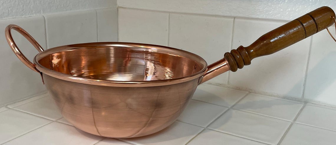 Hammered Copper Wok With Rauli Wood Handle - Etsy