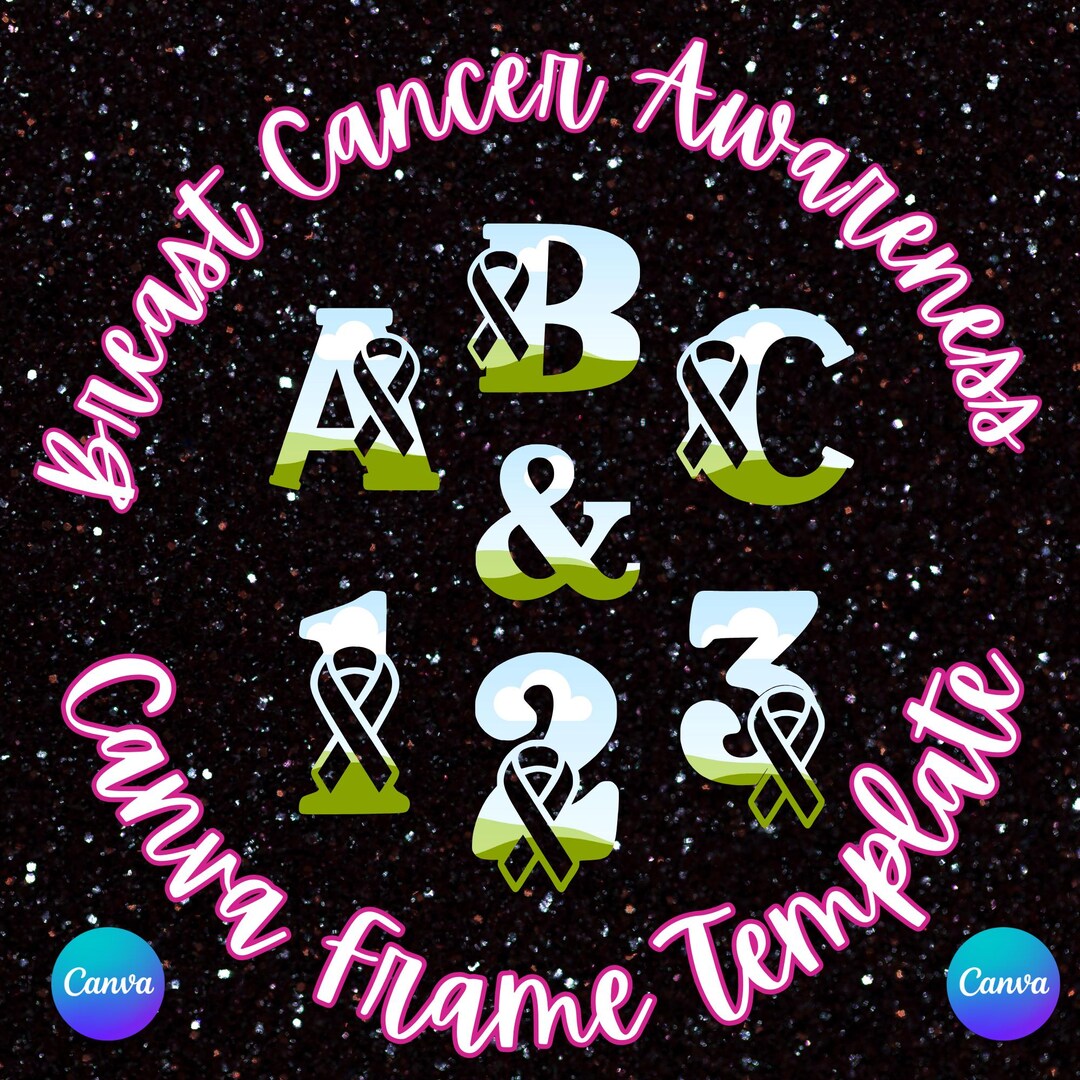 Breast Cancer Awareness Alphabet Canva Frame Set - Etsy
