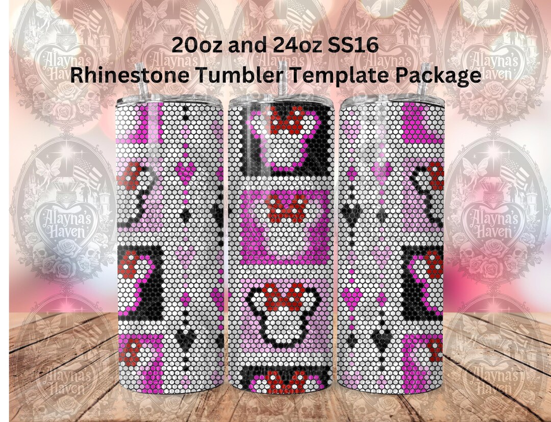 20oz and 24oz SS16 Magic Mouse Blocks and Hearts Pink Rhinestone ...