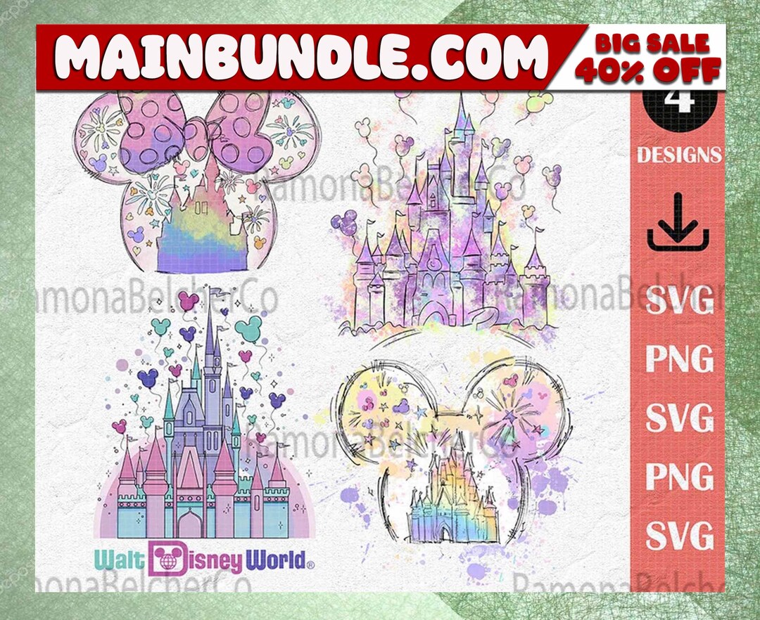 Mouse Ear Castle Png Watercolor Castle Clipart Png Magical - Etsy
