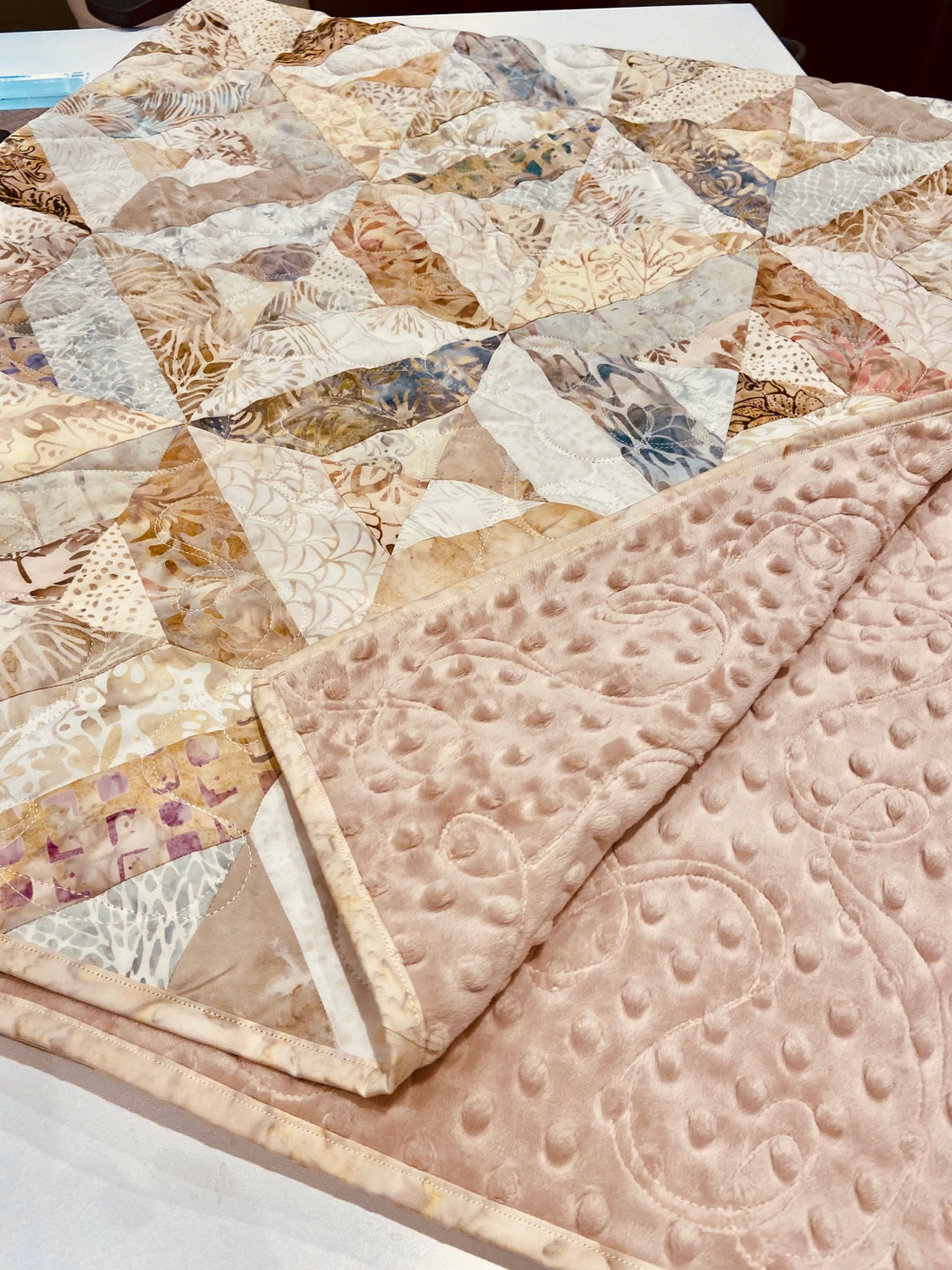 Comfy Couch Quilt in Neutral Colors Backed With Minky - Etsy