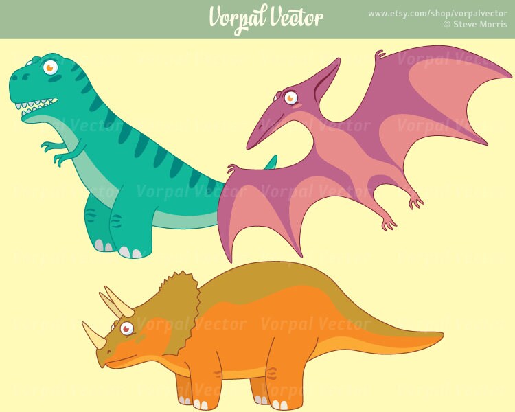 Cute Dinosaur Clipart Prehistoric Reptile Tyrannosaurus | Etsy